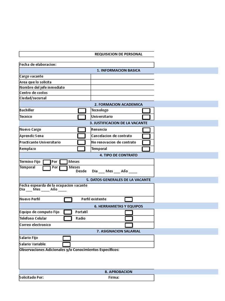 Formato Requisicion Personal | PDF | Business