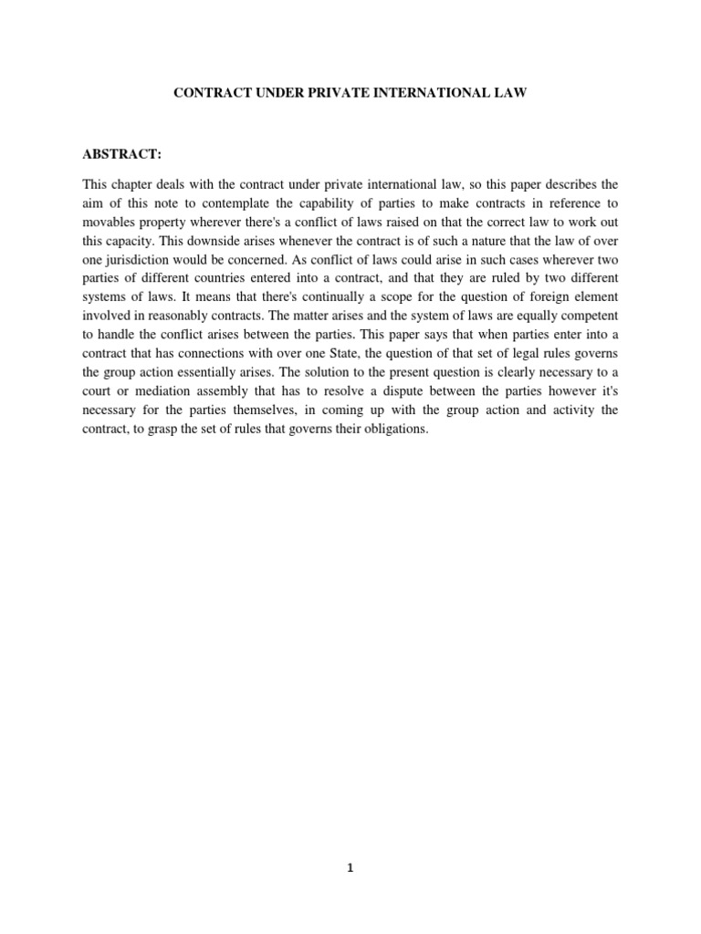 Contract Under Private International Law | PDF | Choice Of Law ...
