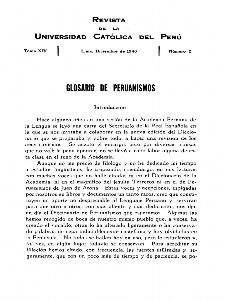Glosario de Peruanismos PDF | PDF | Perú | Lima