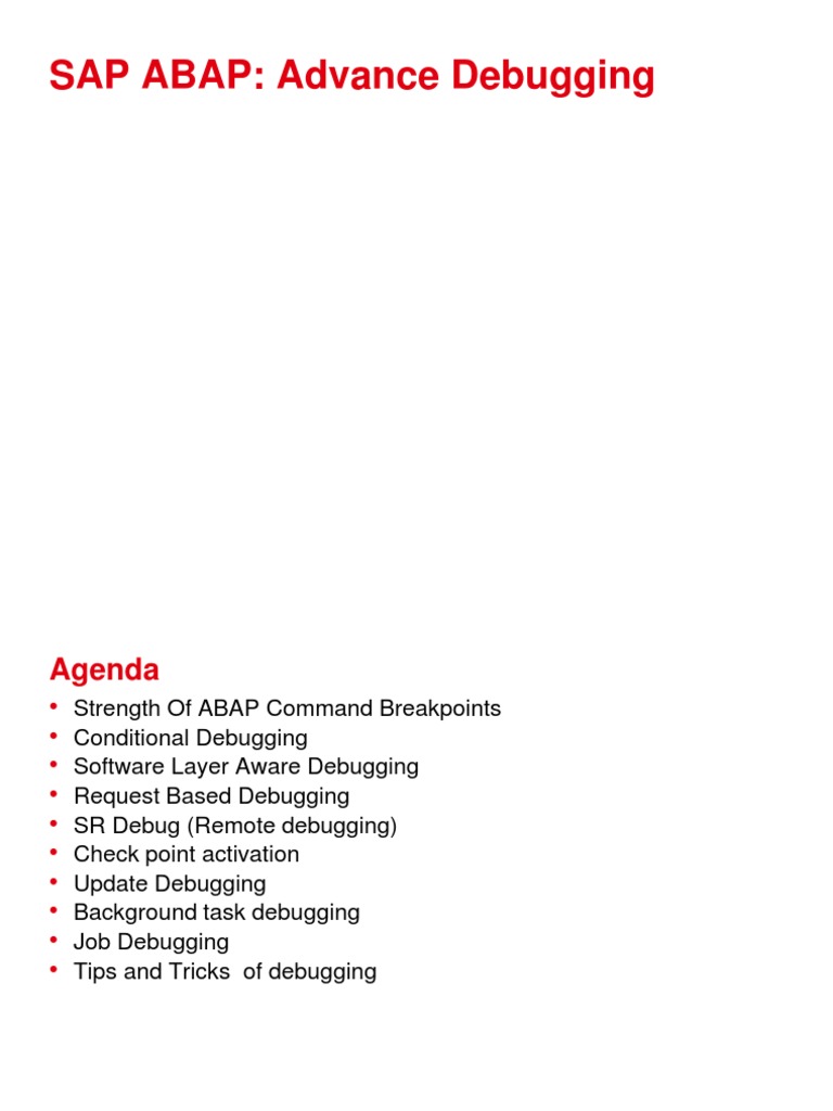 SAP ABAP - Advance Debugging | PDF | Debugging | Software Development