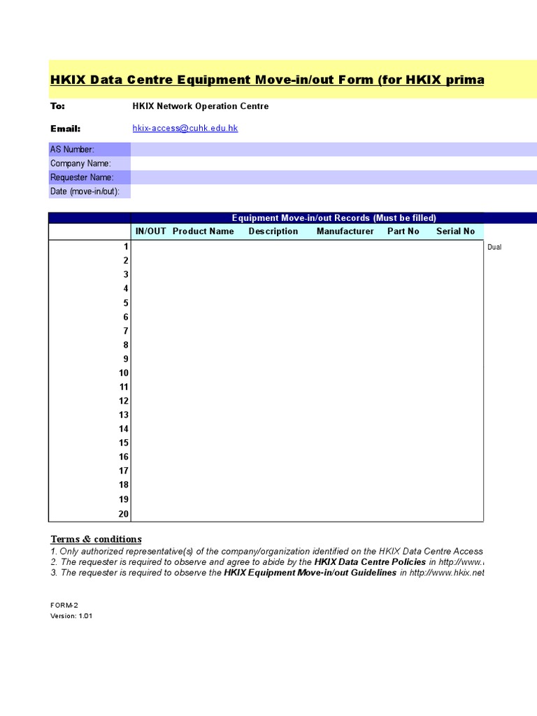 Equip Form | PDF | Data Center | Computing