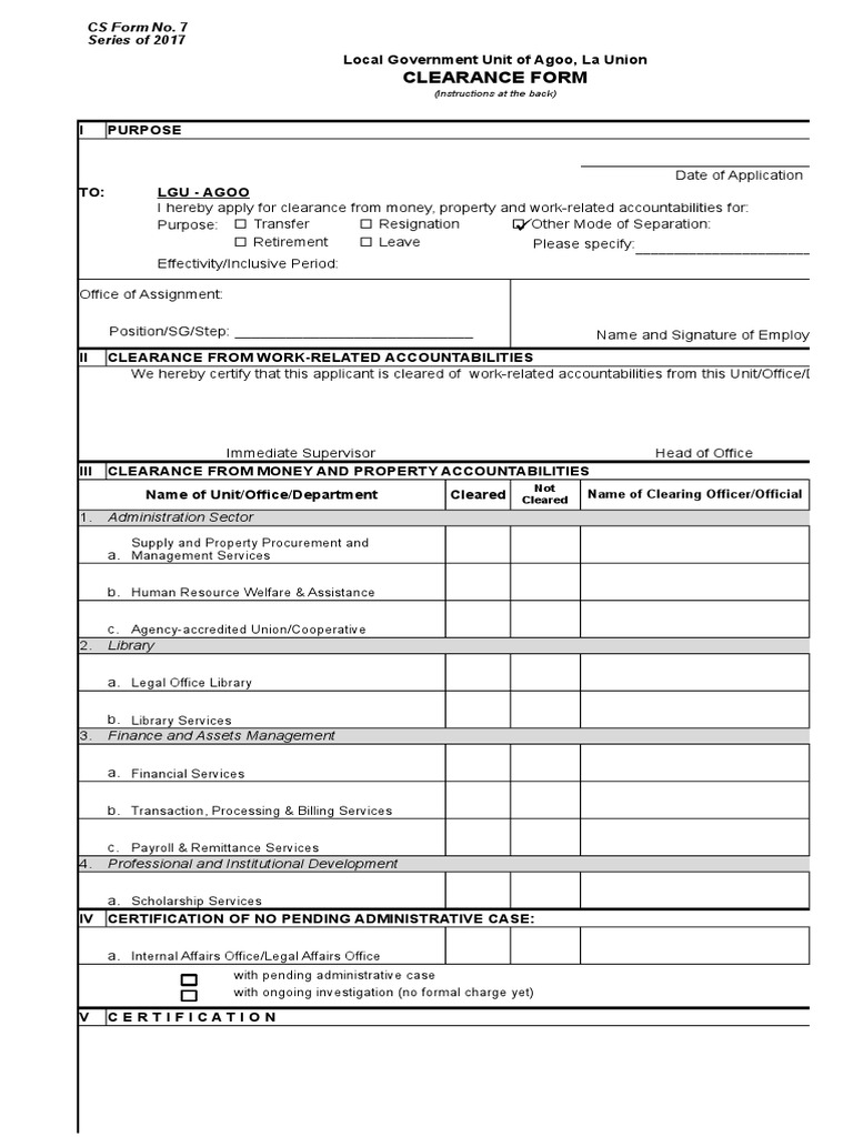 LGU Agoo Clearance Form Instructions | PDF | Government | Social ...
