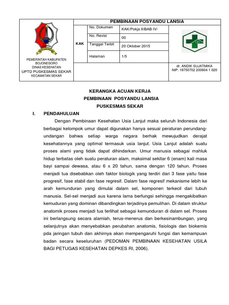 Kak Pembinaan Posyandu Lansia | PDF | Pengembangan Diri | Kesehatan Holistik