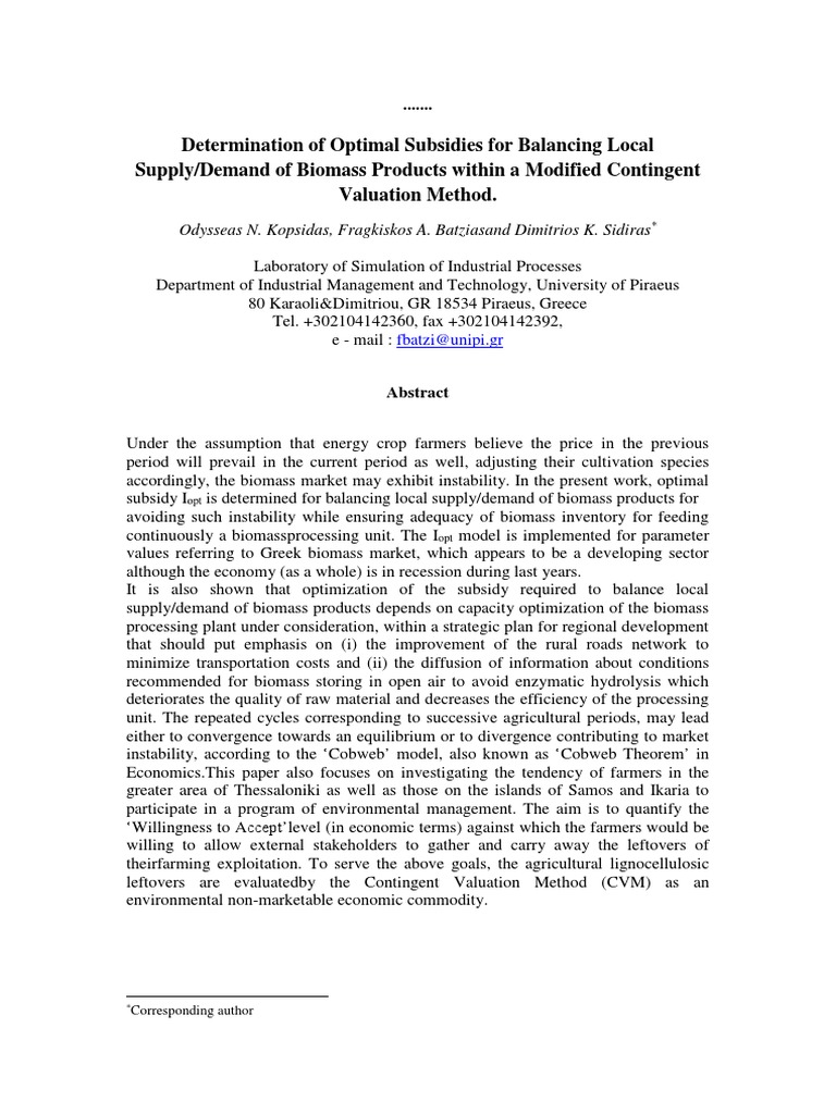 Abstract - Biomass 2016 Kopsidas-1 | PDF | Biomass | Subsidy