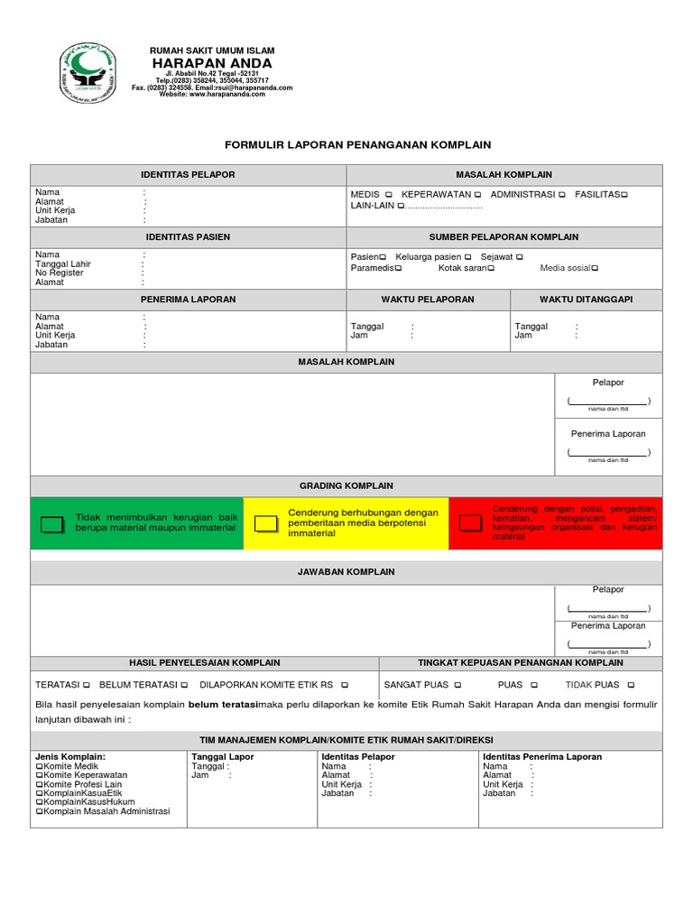Form Laporan Komplain | PDF