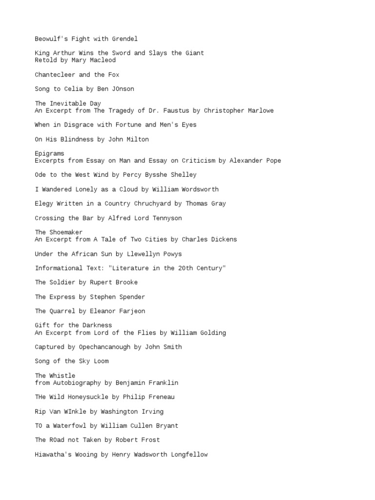 Reading Selections For Grade 9 | PDF