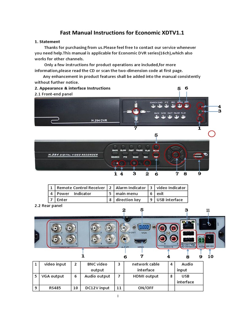 Economic DVR Fast Manual Guide | PDF | Mobile App | Ip Address