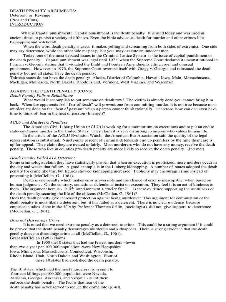 Debate Notes - Death Penalty | PDF | Politics | Law