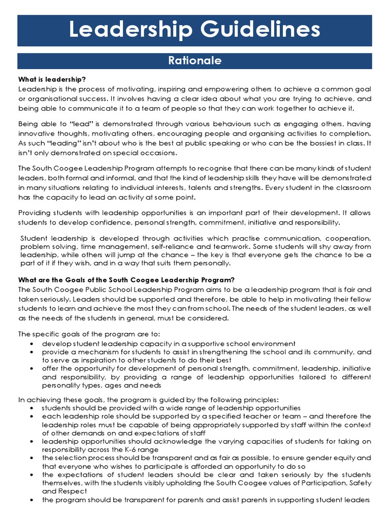 Leadership Guidelines | Download Free PDF | Kindergarten | Leadership