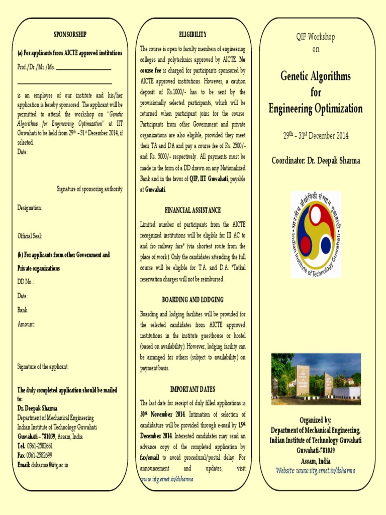 Brochure GA Workshop | PDF | Genetic Algorithm | Mathematical Optimization
