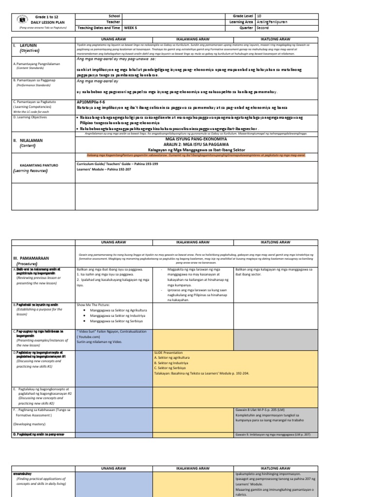 2nd Quarter Lesson Plan Grade 10 | PDF
