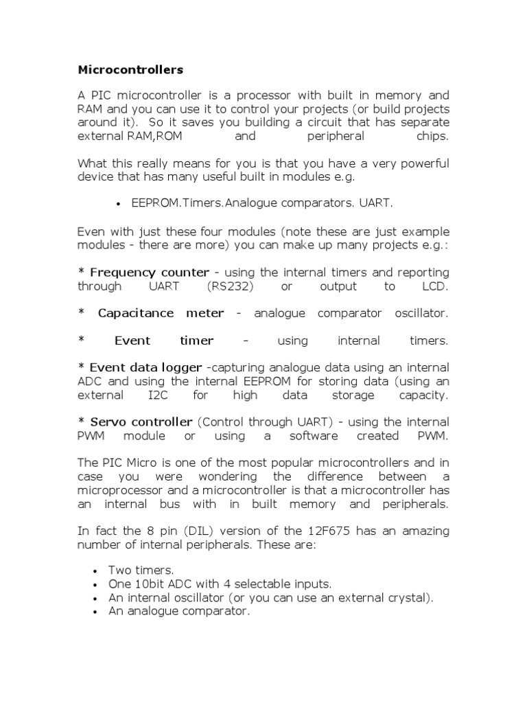 Microcontrollers | PDF | Microcontroller | Analog To Digital Converter