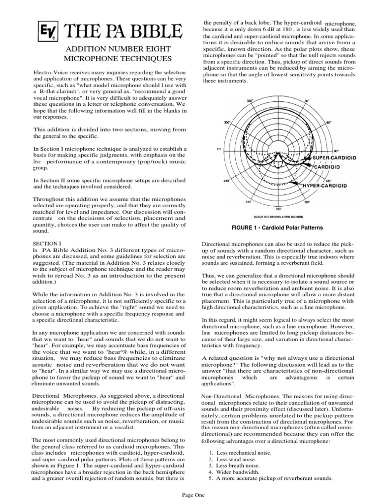 The PA Bible Addn 08 Microphone Techniques PDF | PDF | Microphone ...