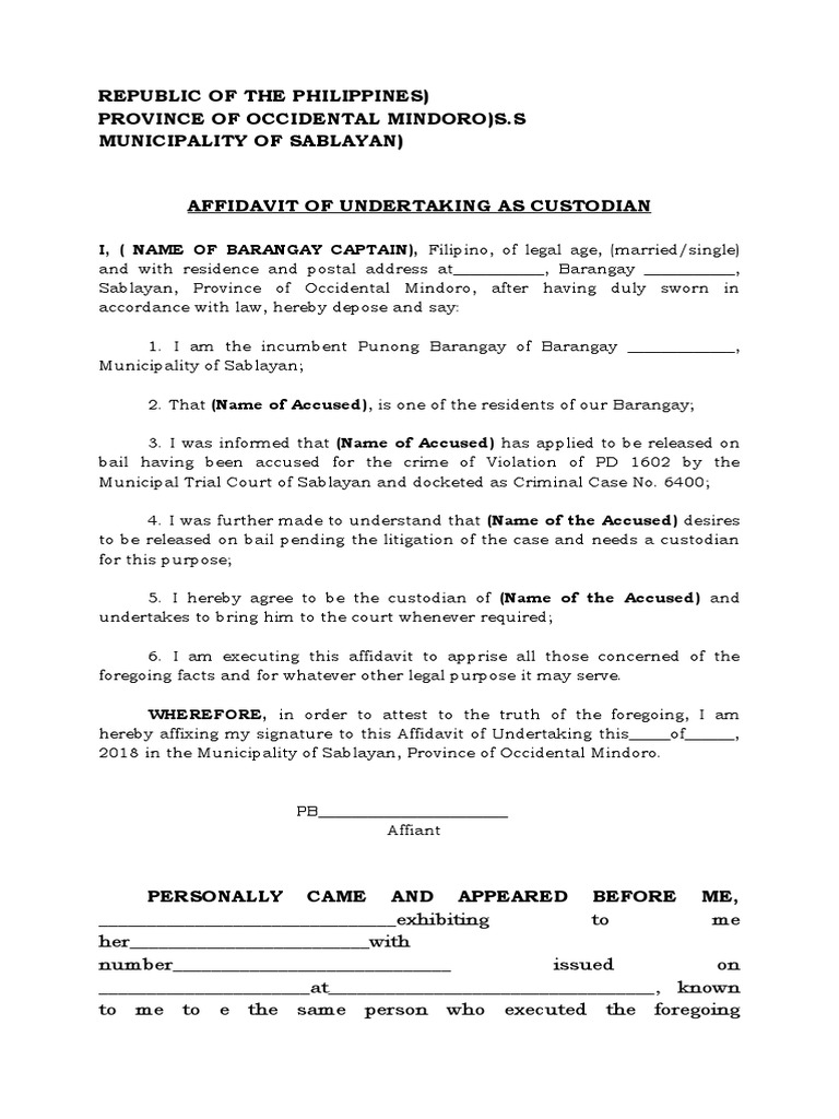 Affidavit of Undertaking-Bondsman | PDF