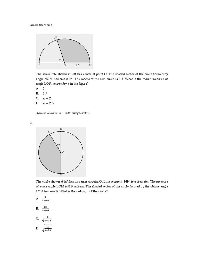 Circle Theorems | PDF | Angle | Area