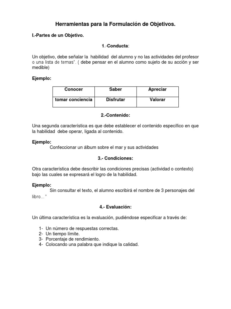 Herramientas para La Formulación de Objetivos | PDF | Conocimiento ...