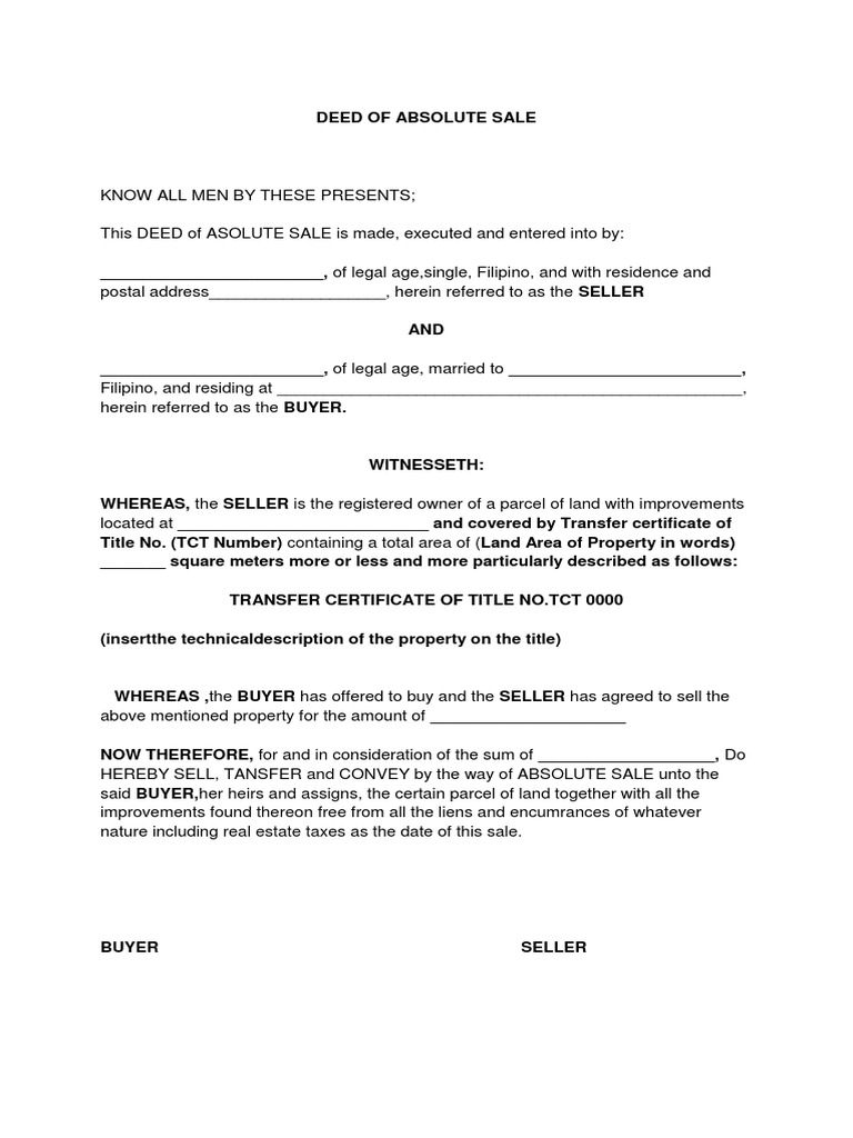Sample Deed of Sale | PDF