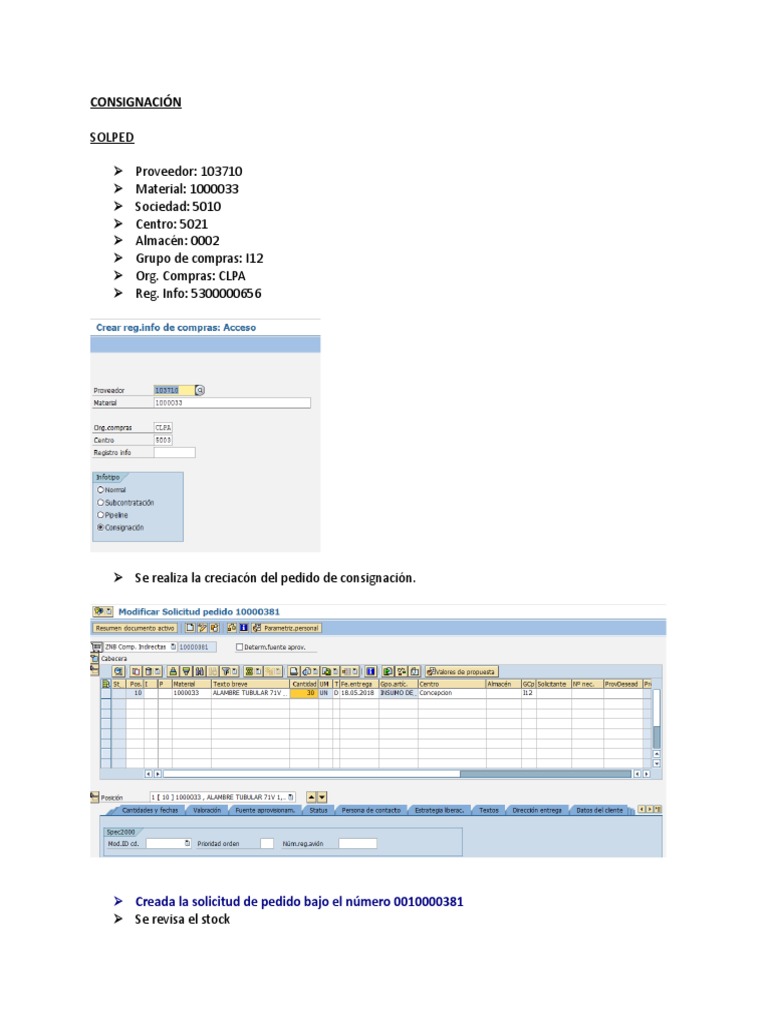 Consignación SAP | PDF