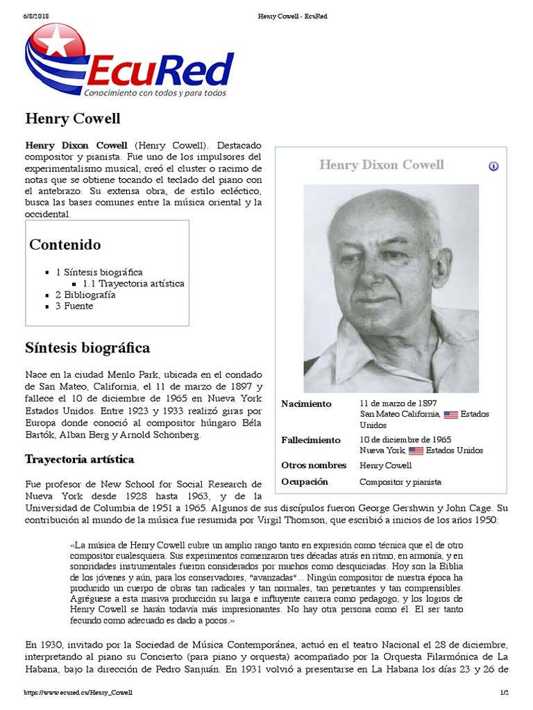 Henry Cowell - EcuRed | PDF | Piano | Acorde (Música)