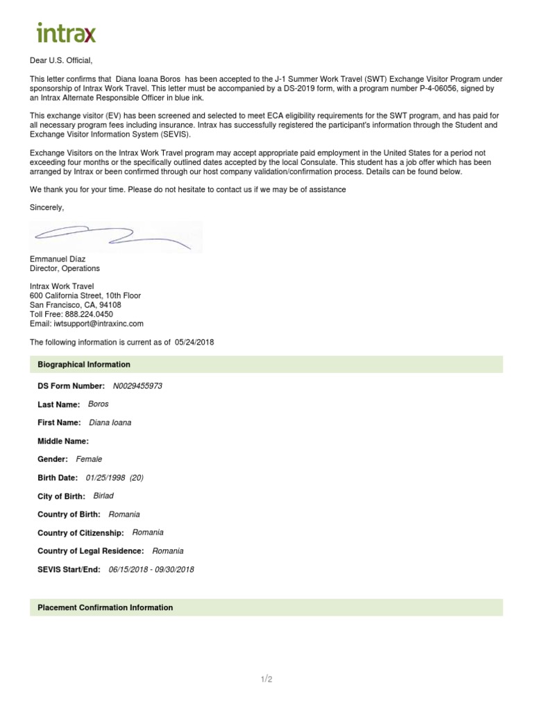 WT Visa Support Letter