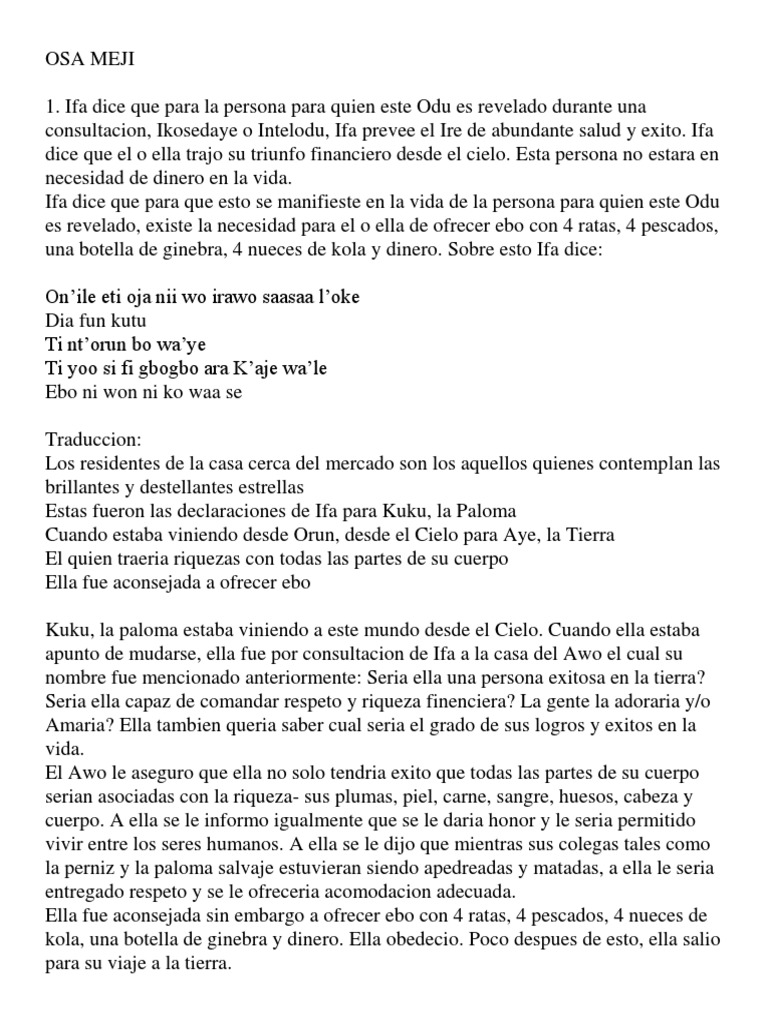 Osa Meji | PDF | Pollo | Religión y creencia