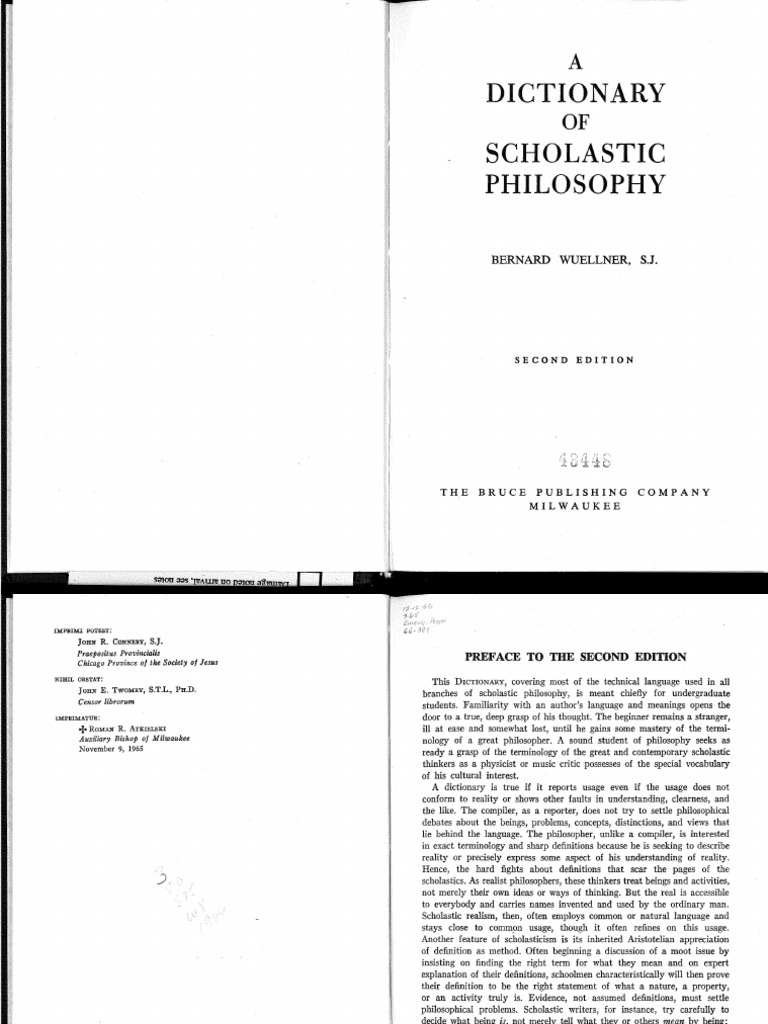 Wuellner, B. - A Dictionary of Scholastic Philosophy | PDF