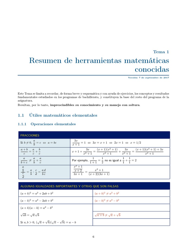 Formulario de Matematicas | PDF | Ecuaciones | Fracción (Matemáticas)
