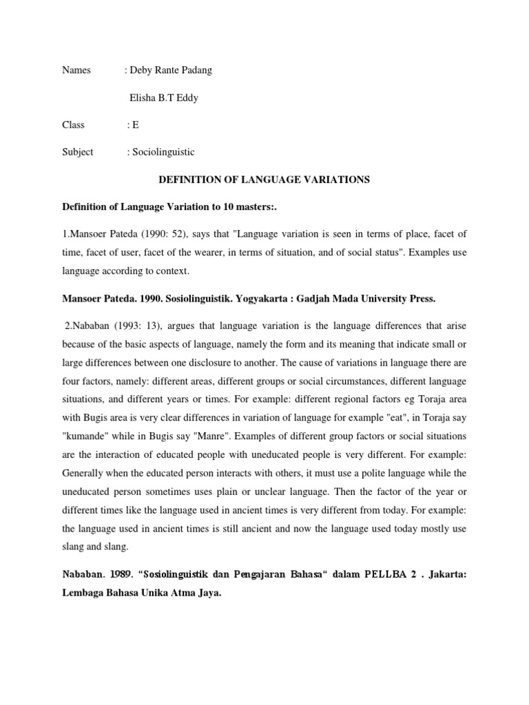 Language Variation Insights | PDF | Dialect | Indonesian Language