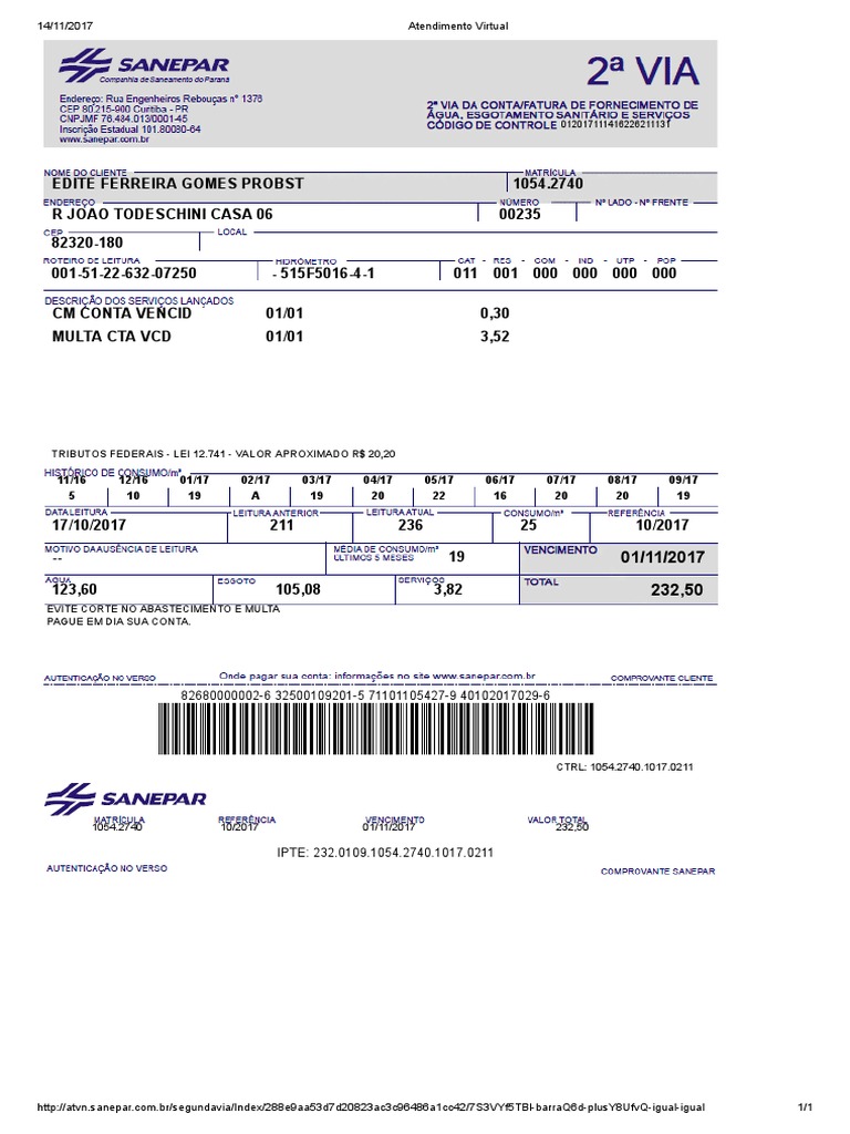 Boleto Sanepar | PDF