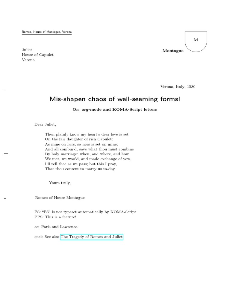 Mis-Shapen Chaos of Well-Seeming Forms!: Romeo, House of Montague ...