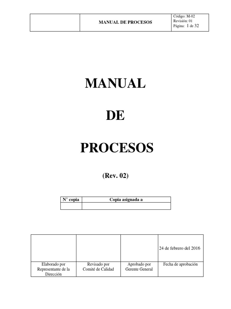 Manual de Procesos PDF | PDF | Calibración | Calidad (comercial)