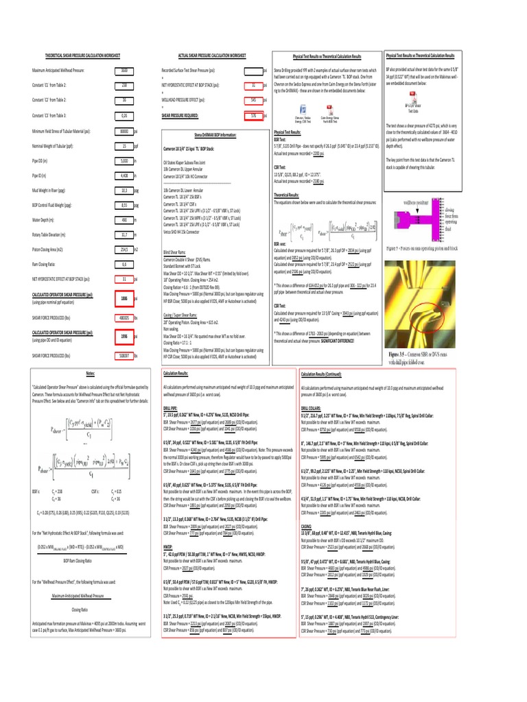 BOP Shear Pressure Calculations Rev 1 PDF | PDF | Pressure | Continuum ...