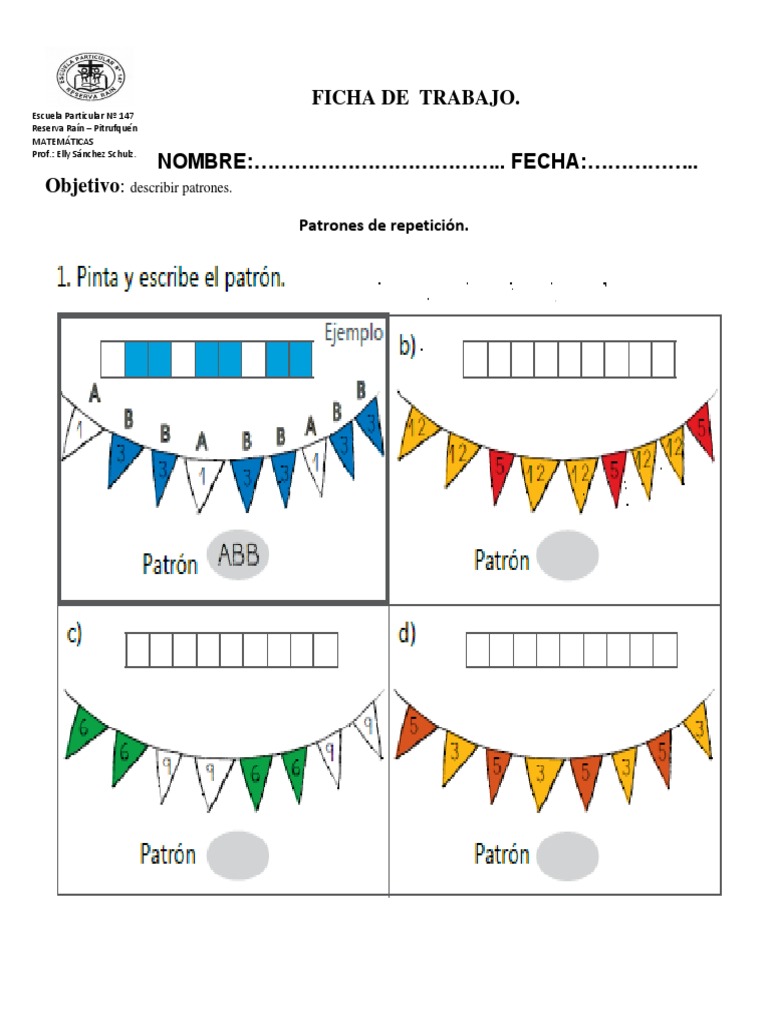 Hojas De Trabajo De Reconocimiento De Patrones De Tercer Grado