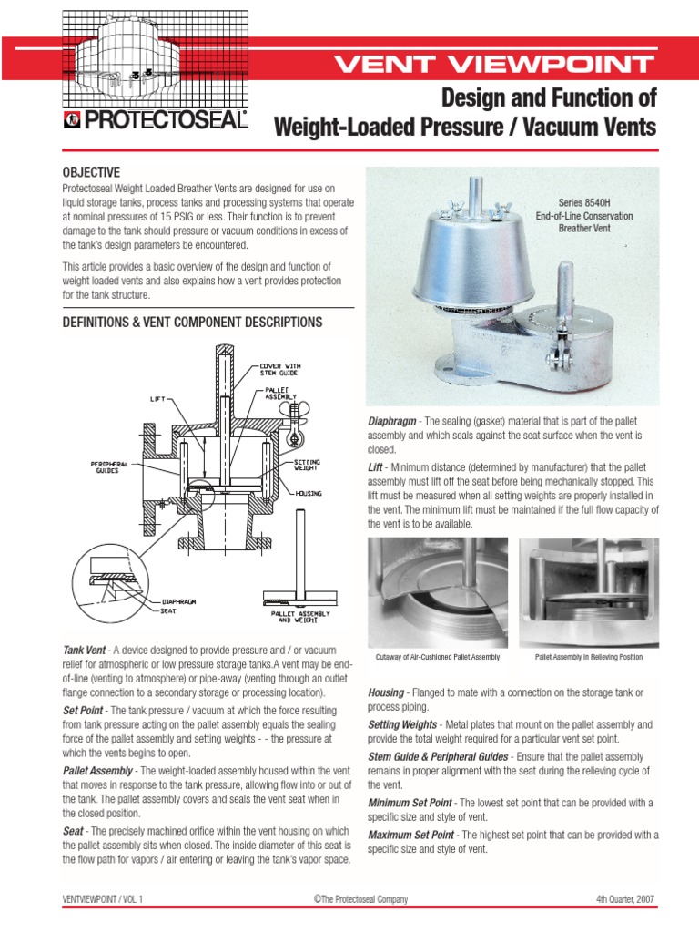 Design and Function of Weight-Loaded Pressure / Vacuum Vents | PDF ...