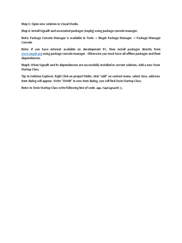 Install SignalR in Visual Studio | PDF | Computers
