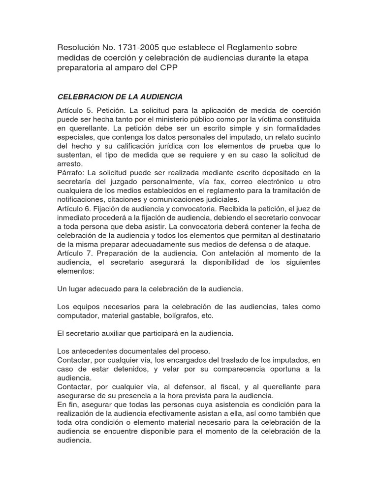 Reglamento sobre Medidas de Coerción CPP | PDF | Evidencia (ley) | Información del gobierno