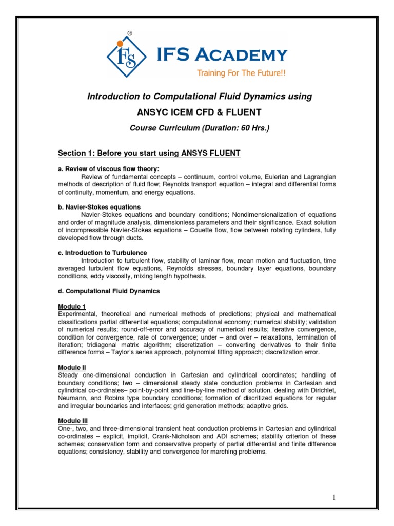 Introduction To Computational Fluid Dynamics Using ANSYS ICEM CFD Fluent | PDF | Computational ...