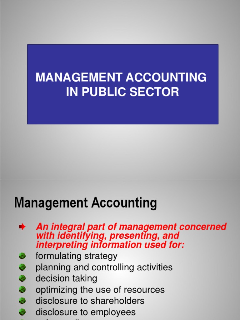 Management Accounting in Public Sector | PDF | Budget | Management ...