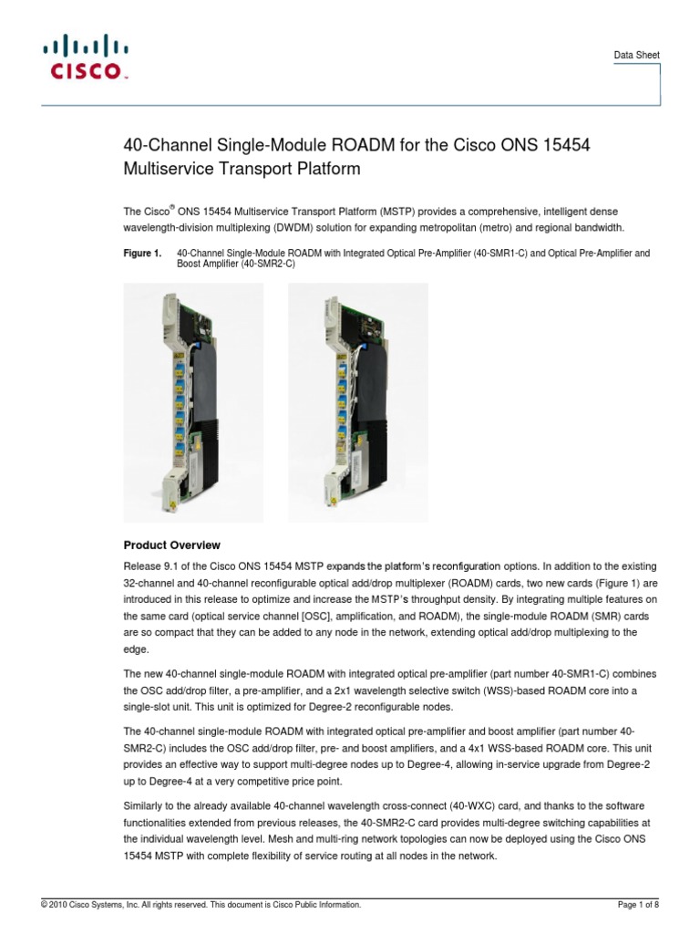 40-Channel Single-Module ROADM For The Cisco ONS 15454 Multiservice ...