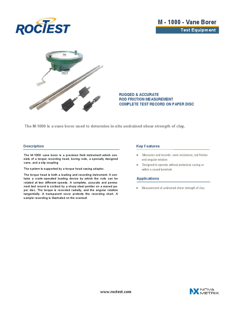 Roctest Vane Tester E50144 160131 M 1000 Vane Borer | PDF | Torque ...