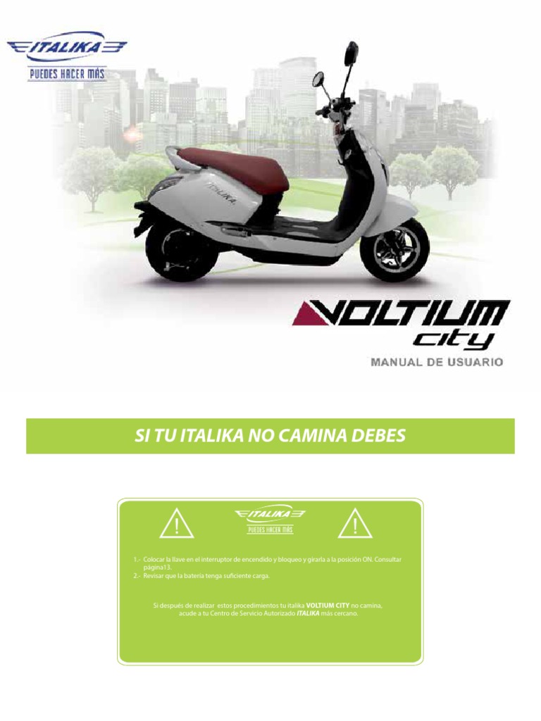 Guía de Uso para Italika Voltium City | PDF | Batería (electricidad ...