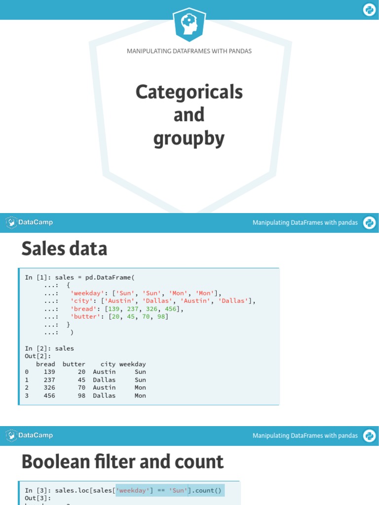 Manipulating Dataframes With Pandas: Categoricals and Groupby | PDF | Computer Programming ...