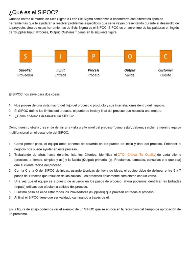 Definición y Uso del SIPOC en Six Sigma | PDF | Informática