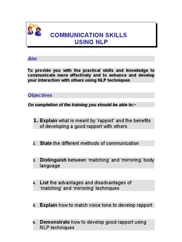 Communication Skills Using NLP - Activities | PDF | Body Language | Nonverbal Communication