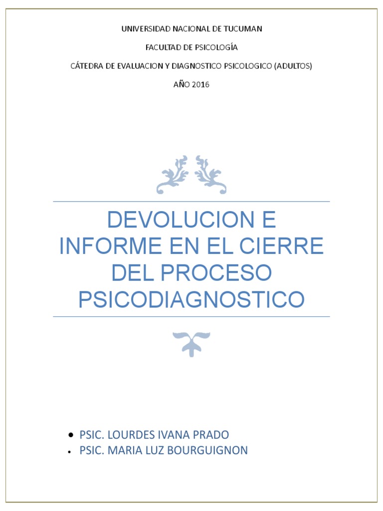 Ficha Devolucion e Informe 15.03 | PDF | Adultos | Sicología