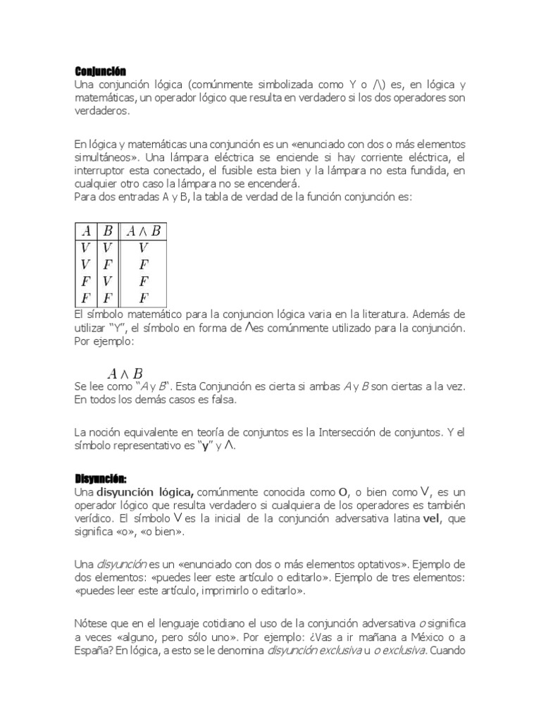 Conjunción | PDF | Lógica matemática | Enseñanza de matemática