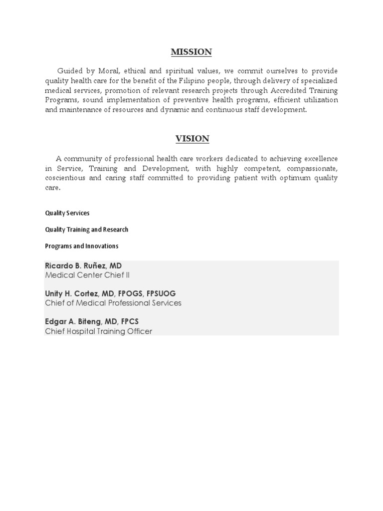 Guiding Principles and Aspirations: The Mission and Vision of a ...