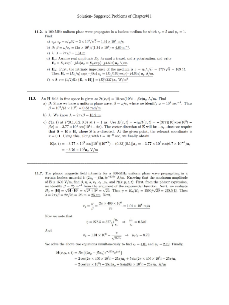 Solution-Suggested Problems of Chapter#11 | PDF
