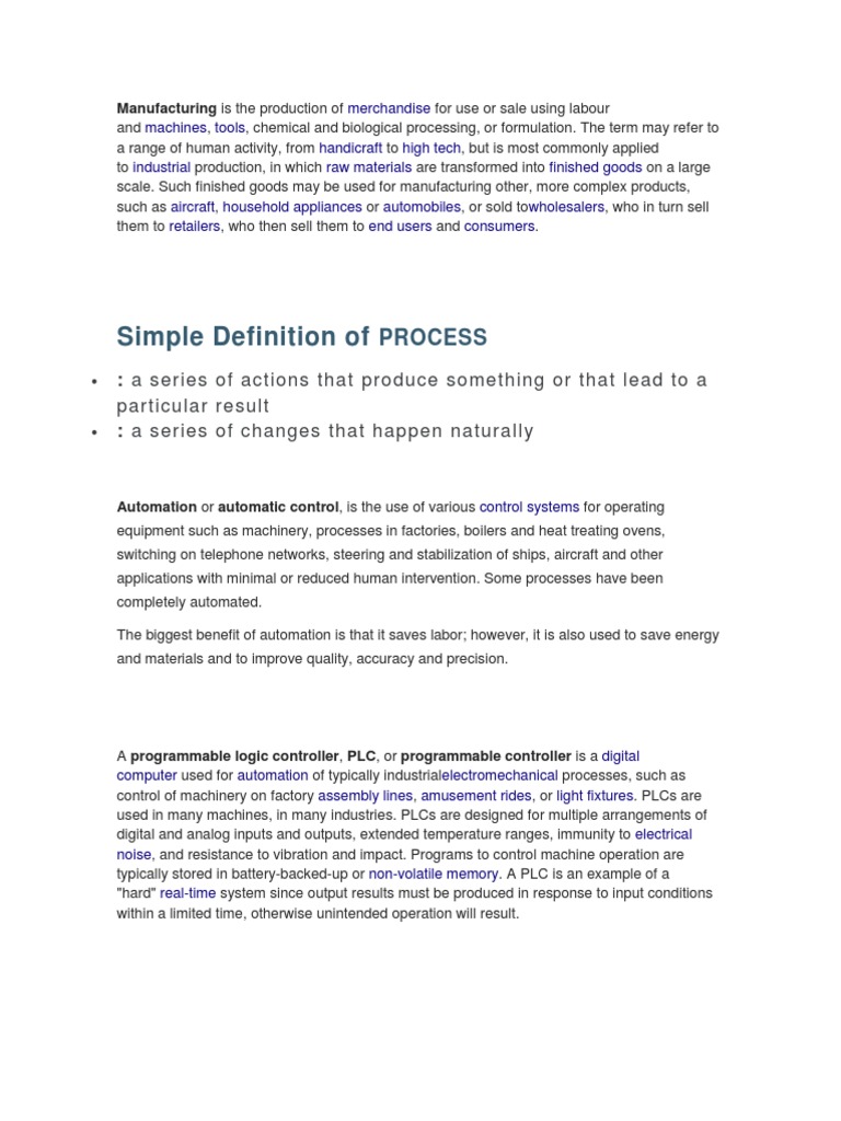 Simple Definition Of: Process | PDF