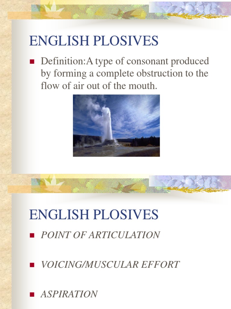 English Plosives | PDF | Language Arts & Discipline | Foreign Language ...